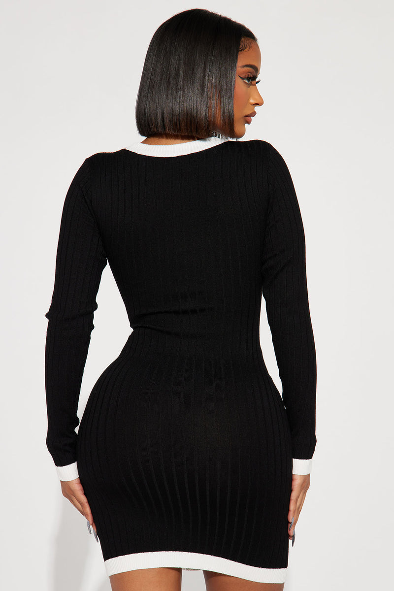 Office Girl Ribbed Mini Dress - Black/combo | Fashion Nova, Dresses ...