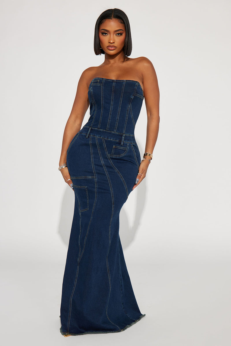 Danielle Denim Maxi Dress - Dark Wash | Fashion Nova, Dresses | Fashion ...