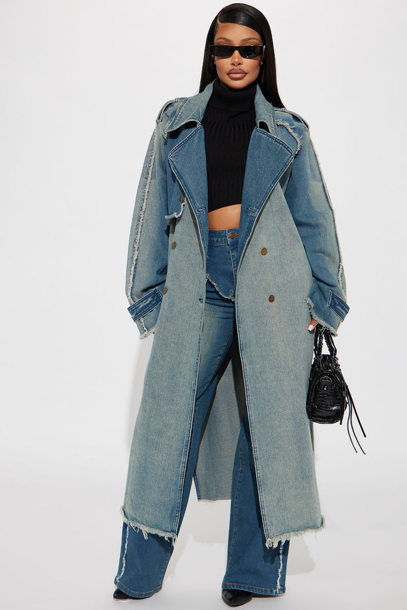 Nolita Tinted Denim Trench Coat - Medium Wash | Fashion Nova, Jackets ...
