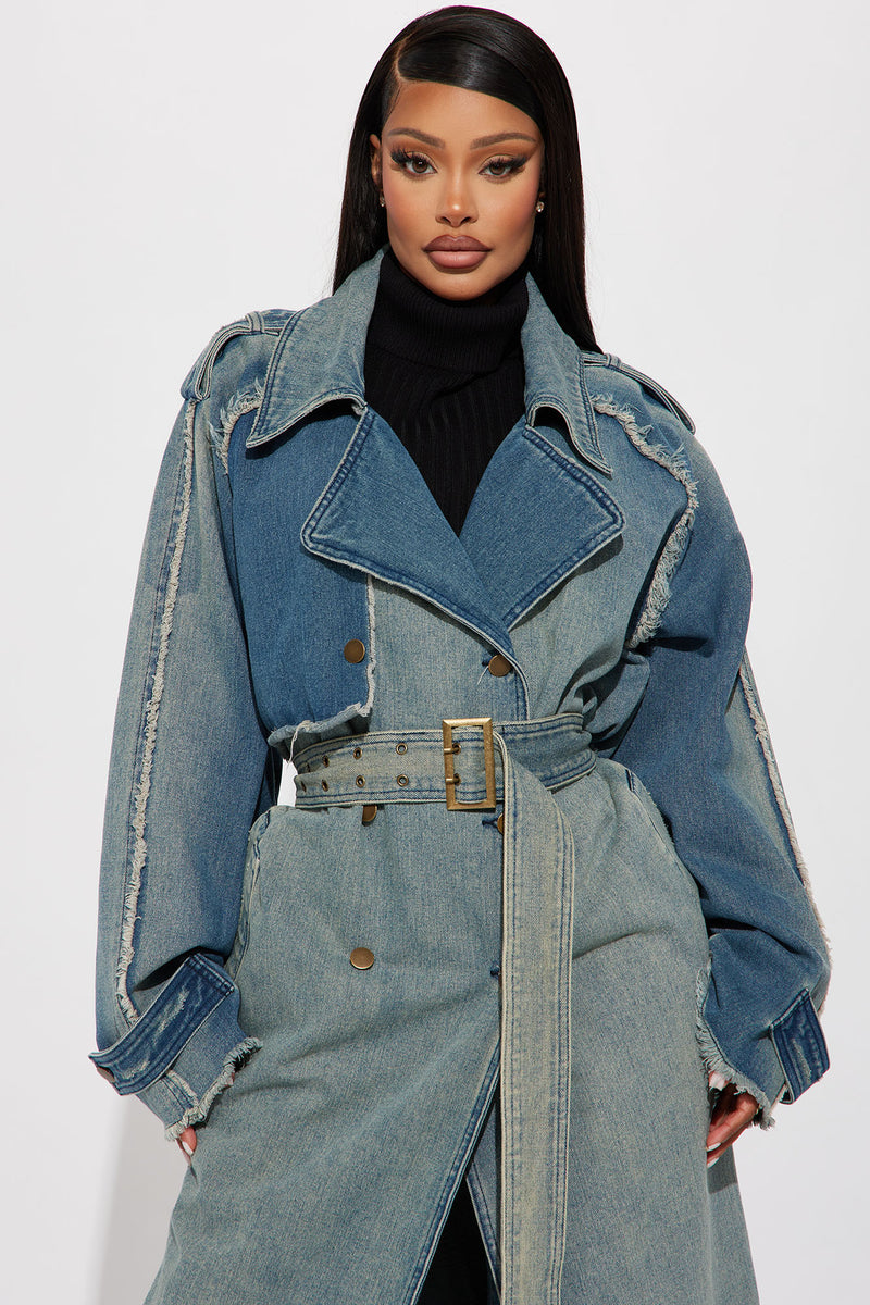 Nolita Tinted Denim Trench Coat - Medium Wash | Fashion Nova, Jackets ...