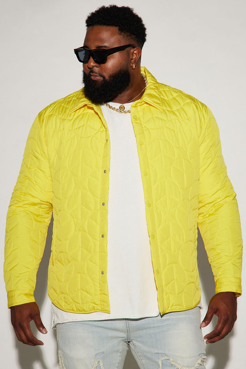 Peace Quilted Nylon Shacket - Yellow | Fashion Nova, Mens Jackets ...