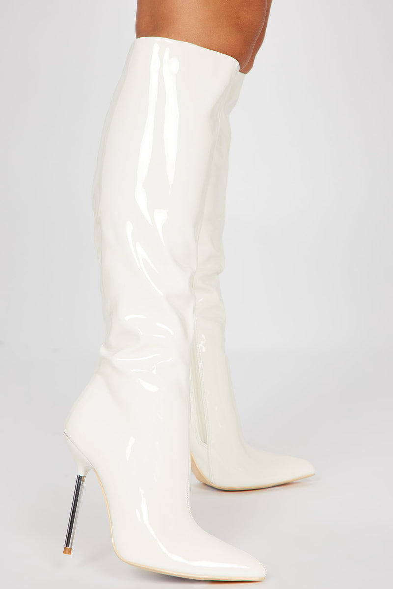 Brighten My Night Knee High Heeled Boots - Cream | Fashion Nova, Shoes ...