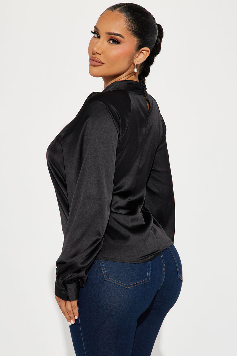 I Am The Gift Satin Blouse - Black | Fashion Nova, Shirts & Blouses ...