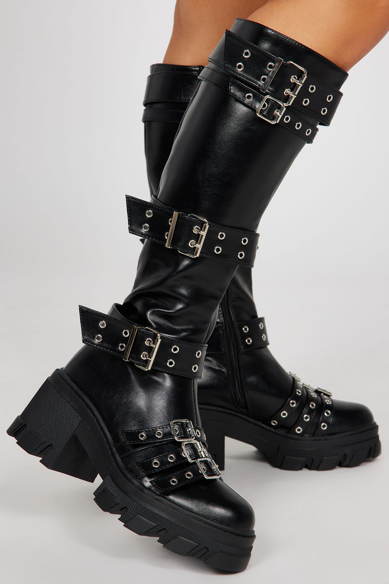 No Small Talk Knee High Heeled Boots - Black | Fashion Nova, Shoes ...
