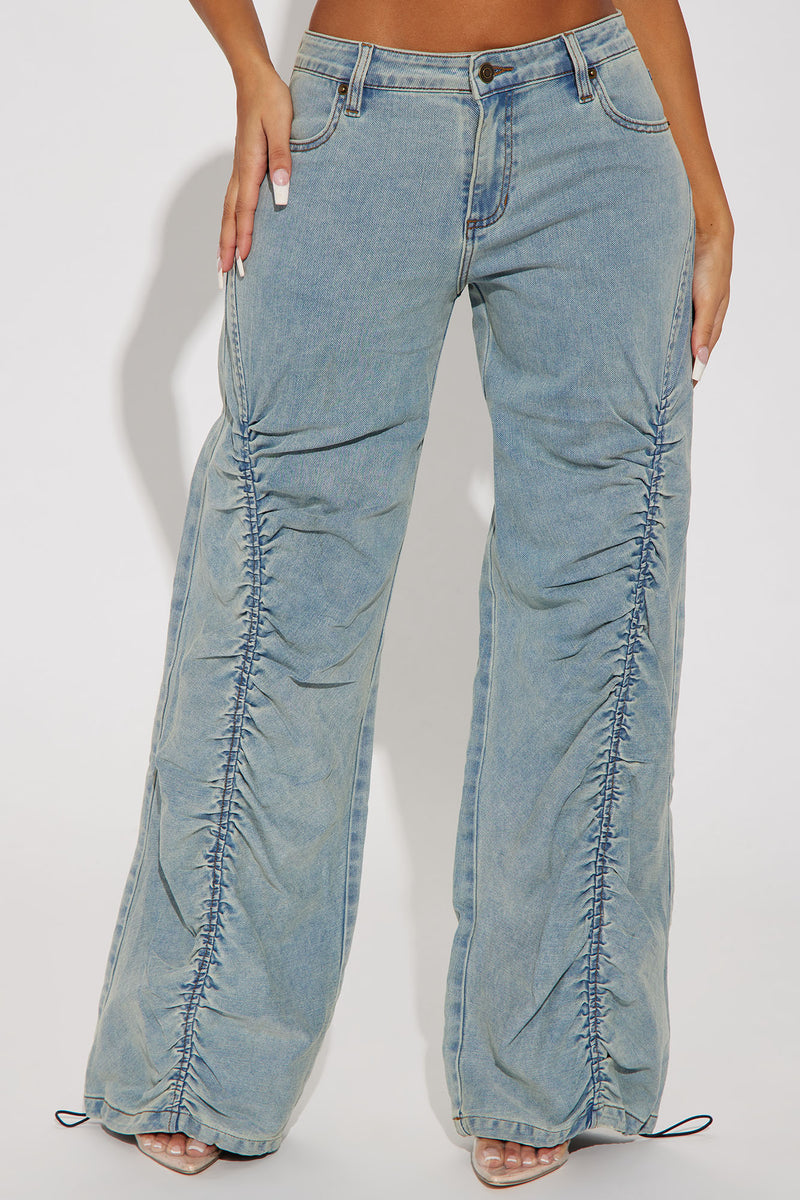 No Distractions Ruched Tinted Jeans - Light Wash | Fashion Nova, Jeans ...