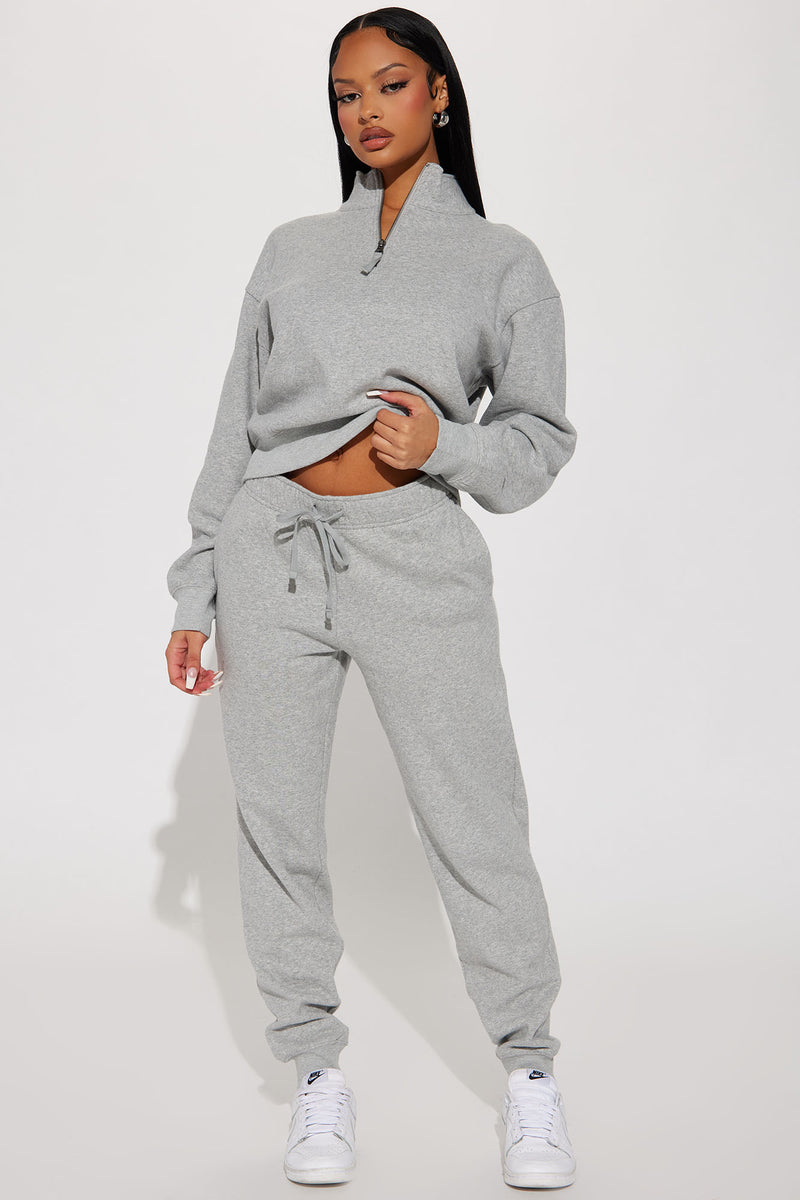 On My Own Half Zip Sweatsuit - Heather Grey | Fashion Nova, Matching ...