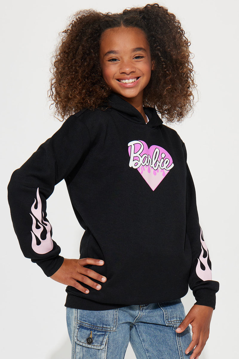 Mini Playing Heart To Get Barbie Hoodie Black Fashion Nova Kids
