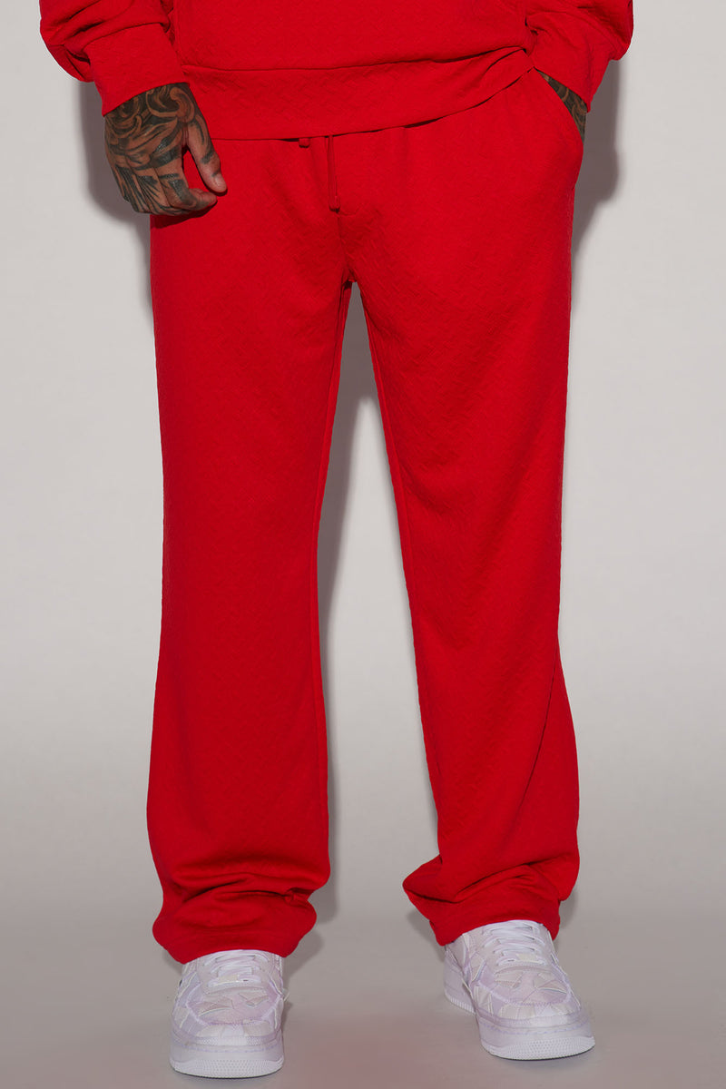 Textured Rectangles Slim Pants - Red | Fashion Nova, Mens Fleece ...