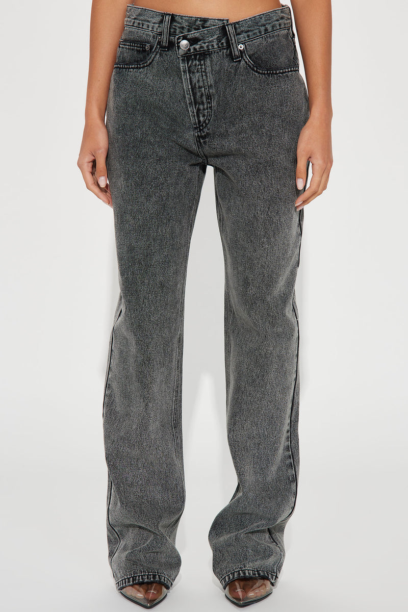 Crossover Straight Leg Tinted Jeans - Black Wash | Fashion Nova, Jeans ...