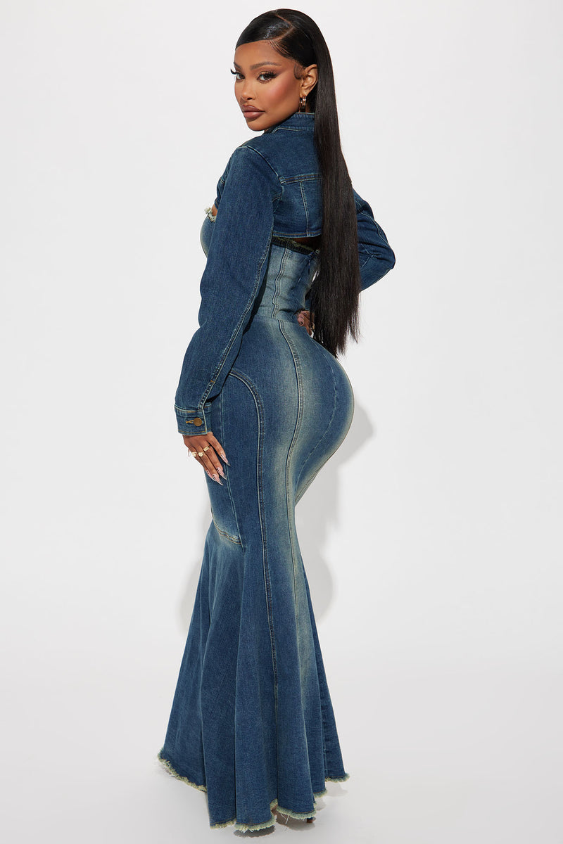 Elisha Denim Maxi Dress Set - Medium Wash | Fashion Nova, Dresses ...