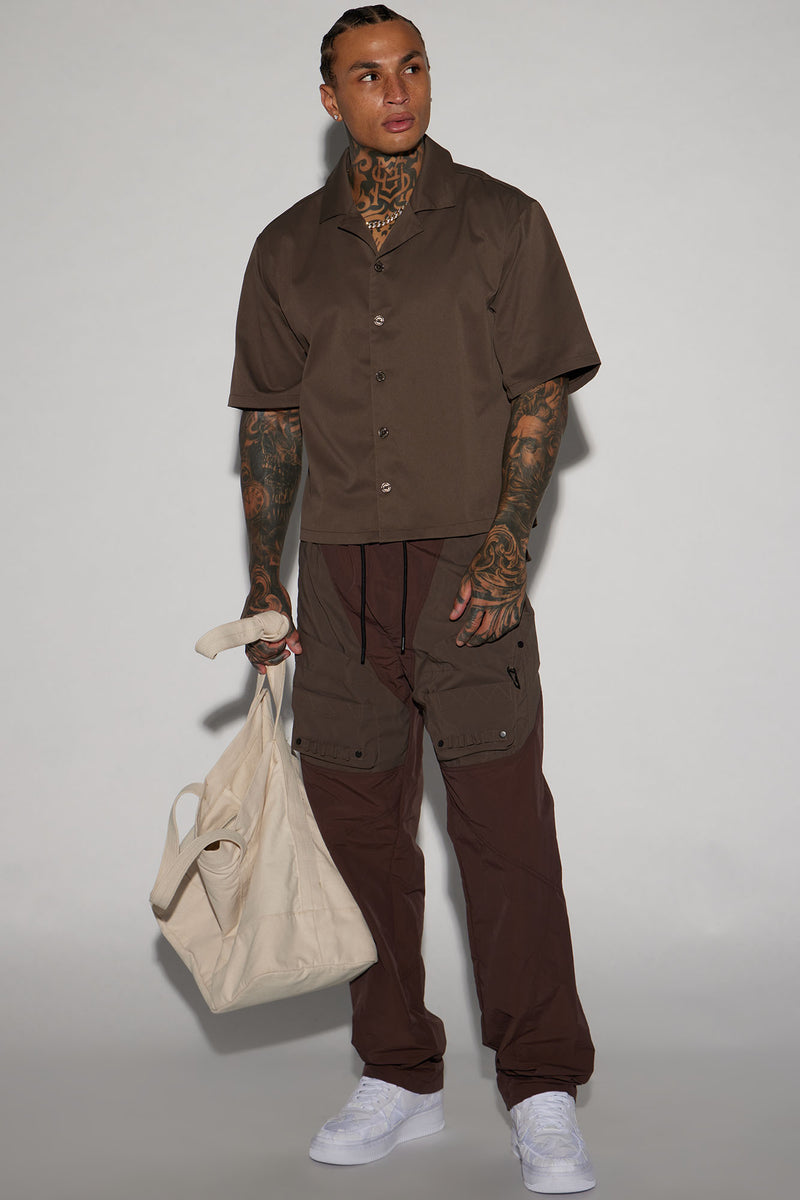 Milano Cropped Button Up Shirt - Brown | Fashion Nova, Mens Shirts ...