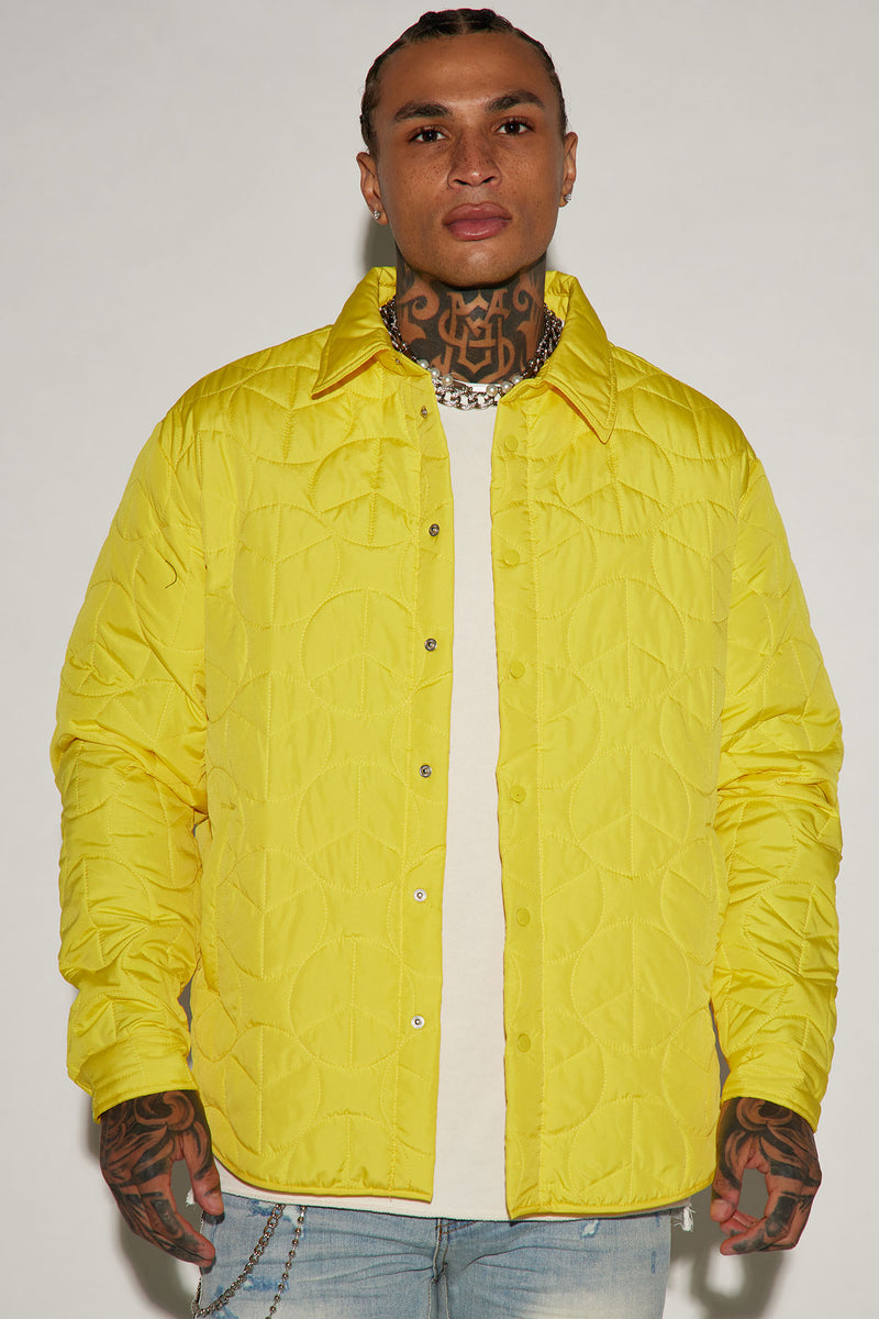Peace Quilted Nylon Shacket - Yellow | Fashion Nova, Mens Jackets ...
