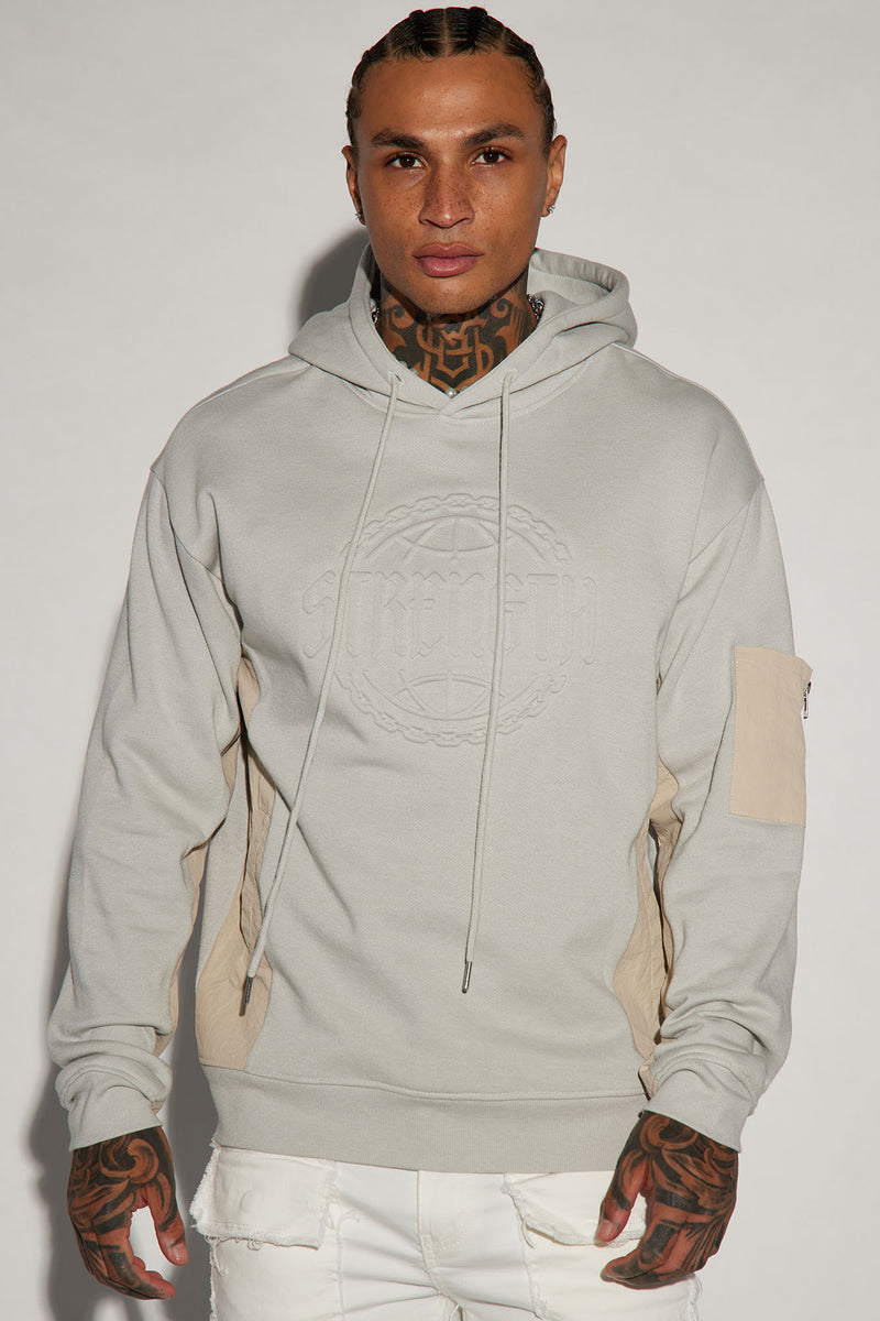 Strength Embossed Hoodie - Grey | Fashion Nova, Mens Fleece Tops ...