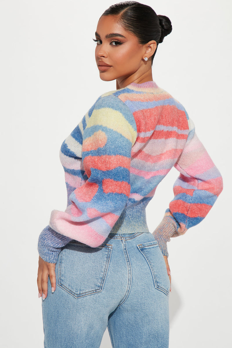 Lunar Abstract Striped Cropped Cardigan - Purple/combo | Fashion Nova ...