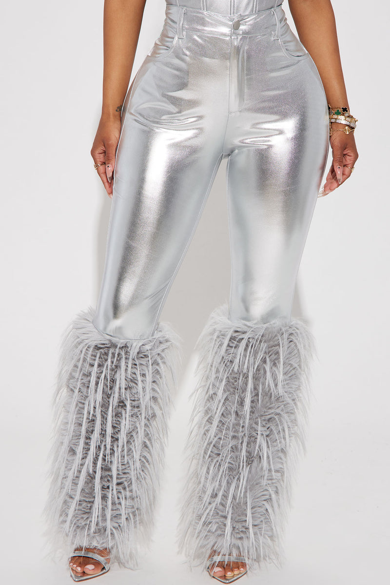 Icy Girl Faux Fur Pant - Silver | Fashion Nova, Pants | Fashion Nova