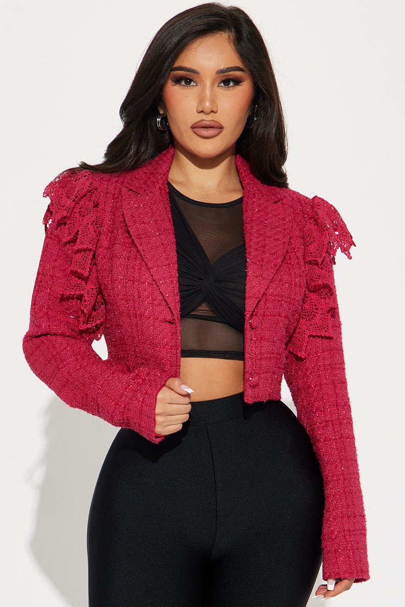 Tea Cake Cropped Tweed Blazer - Fuchsia | Fashion Nova, Jackets & Coats ...