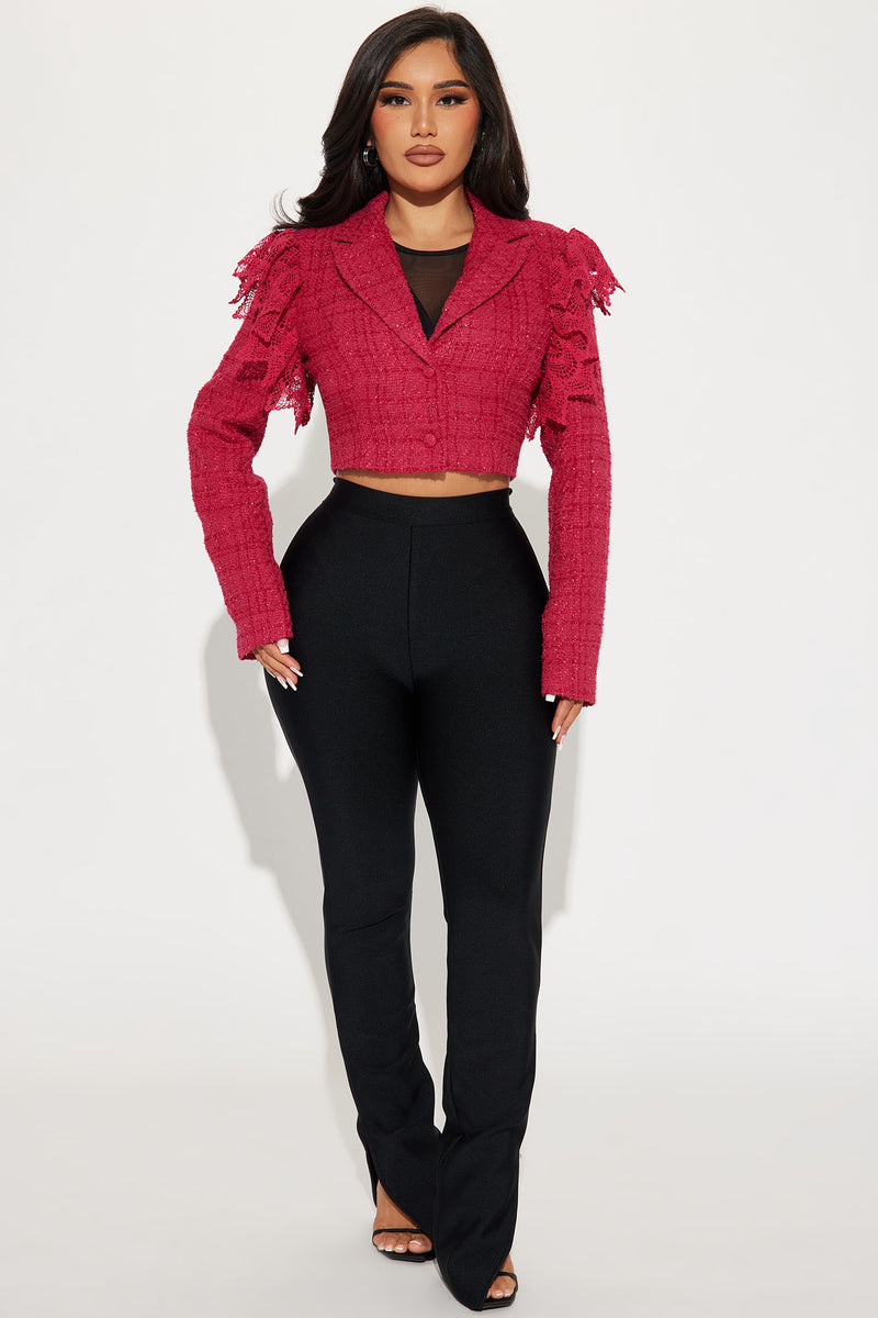 Tea Cake Cropped Tweed Blazer - Fuchsia | Fashion Nova, Jackets & Coats ...