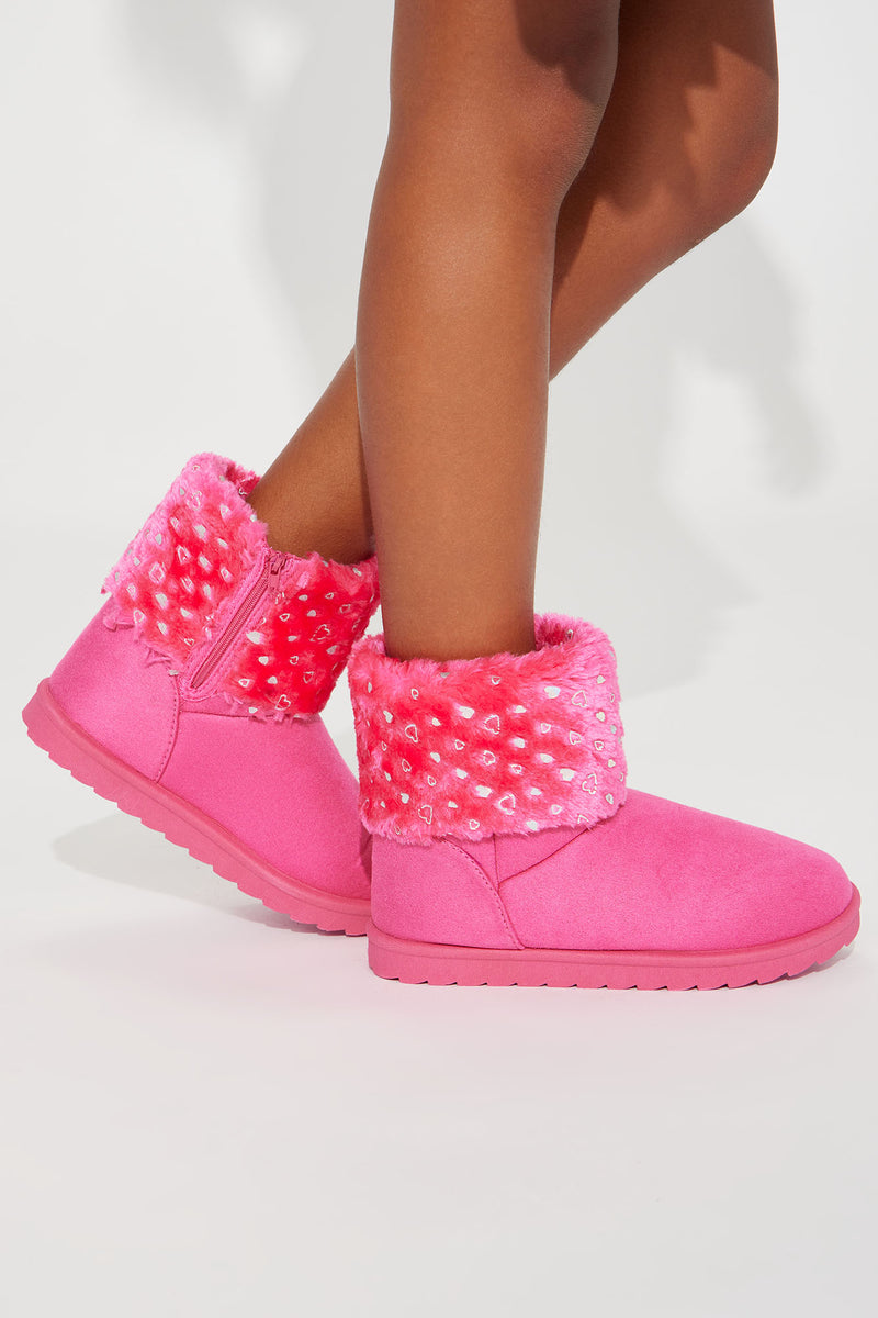 Mini Microsuede Faux Fur Foil Cozy Boots - Fuchsia | Fashion Nova, Kids ...