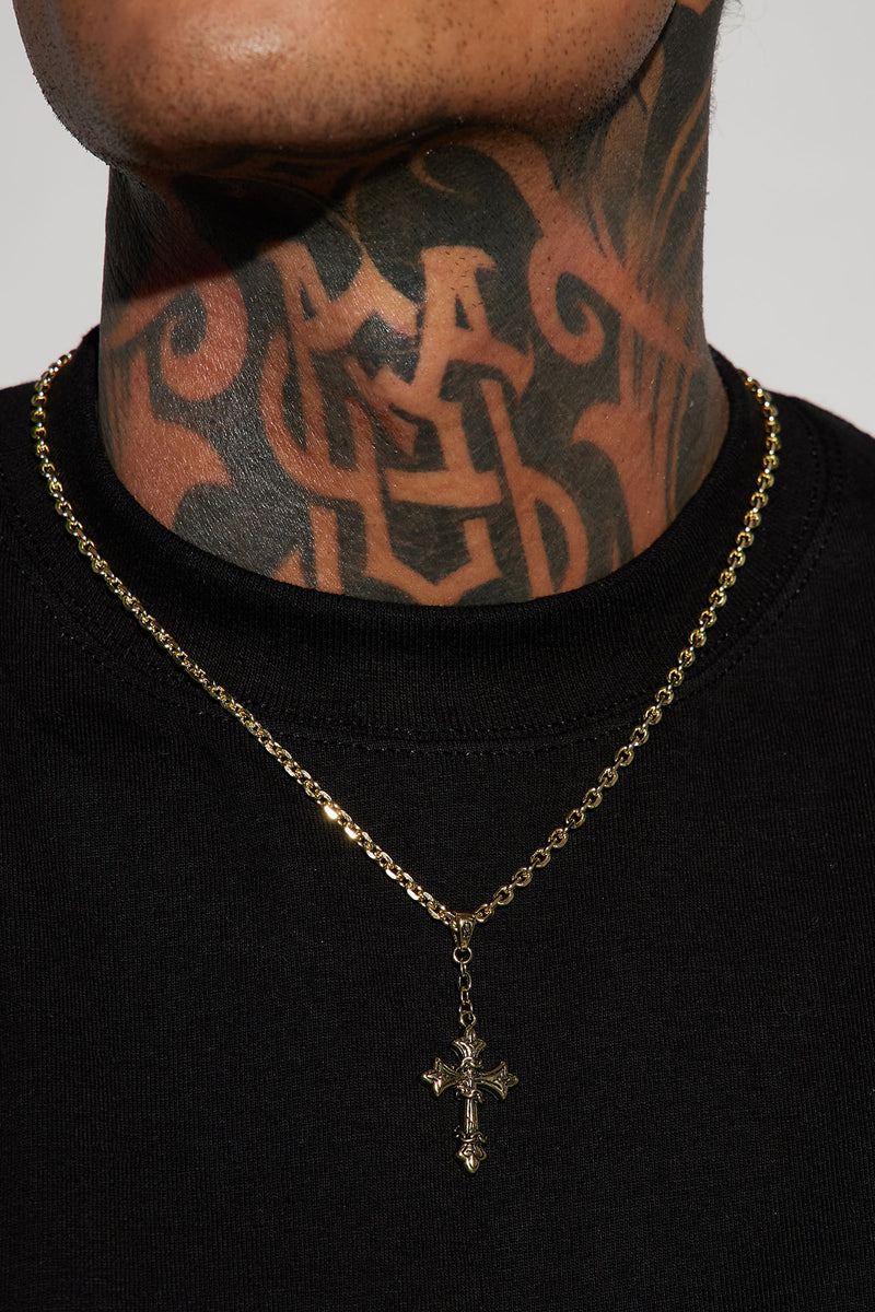 Solid Cross Lariat Necklace - Gold | Fashion Nova, Mens Jewelry ...