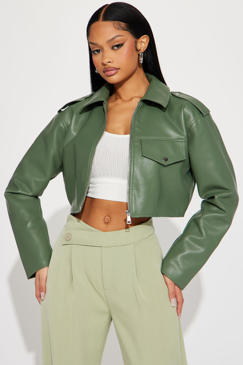 Alexis Cropped Moto Jacket - Sage | Fashion Nova, Jackets & Coats ...