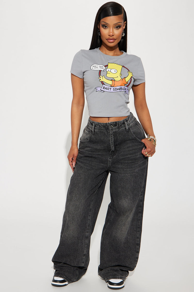 Bart Simpsons Fitted Tee - Grey | Fashion Nova, Screens Tops and ...