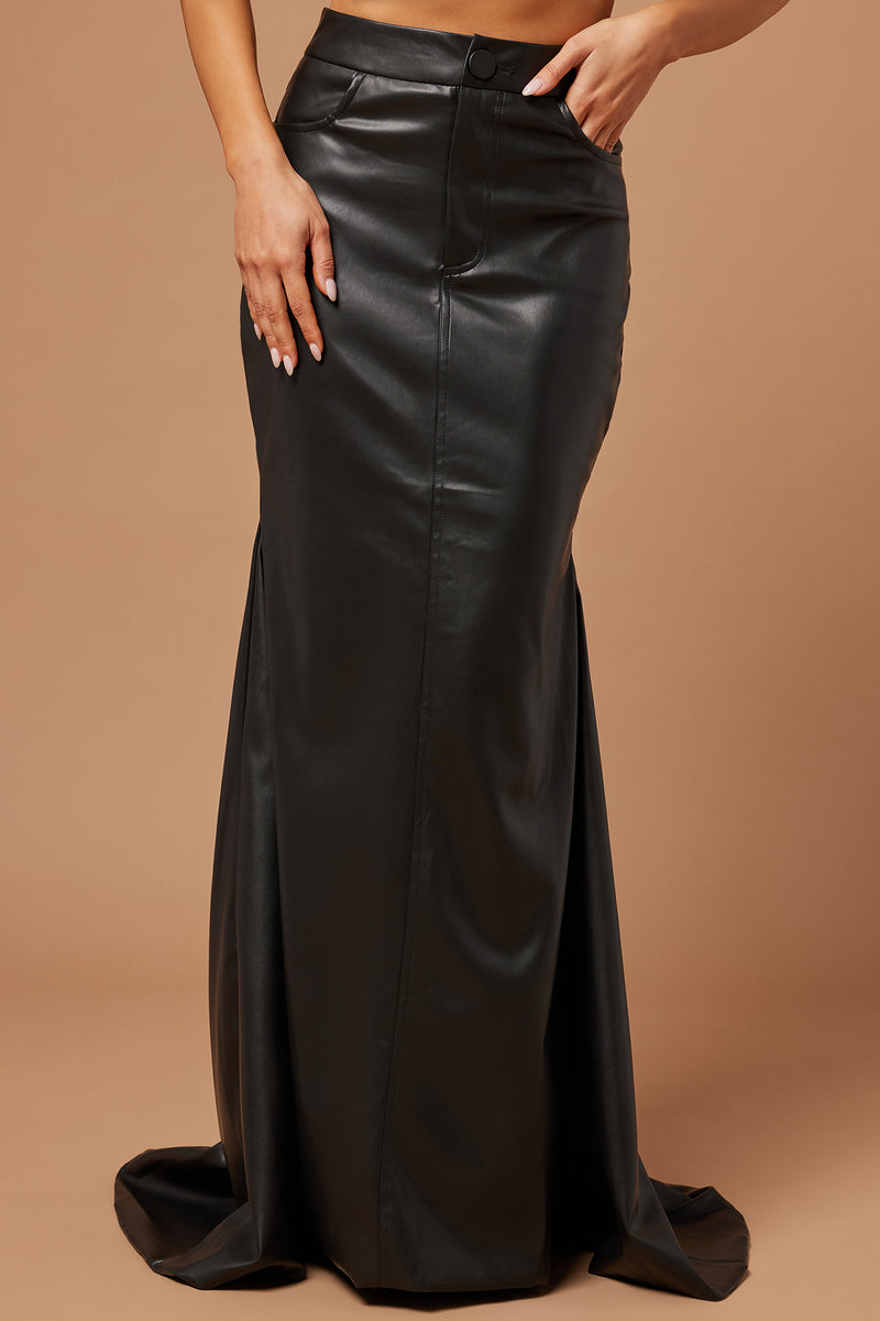 Presley Faux Leather Mermaid Maxi Skirt - Black | Fashion Nova, Luxe ...
