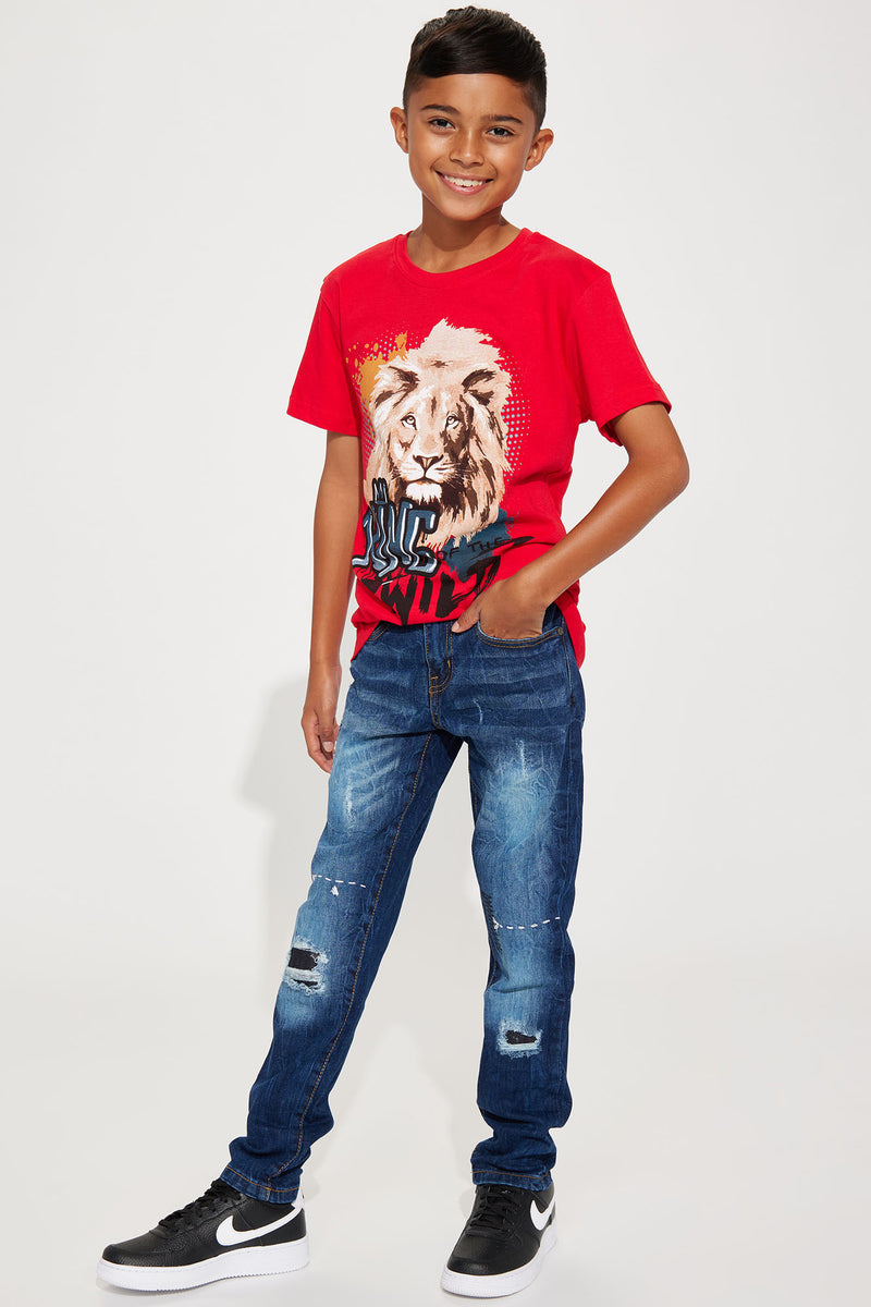 Mini Rizz King Distressed Moto Skinny Jeans - Indigo | Fashion Nova ...