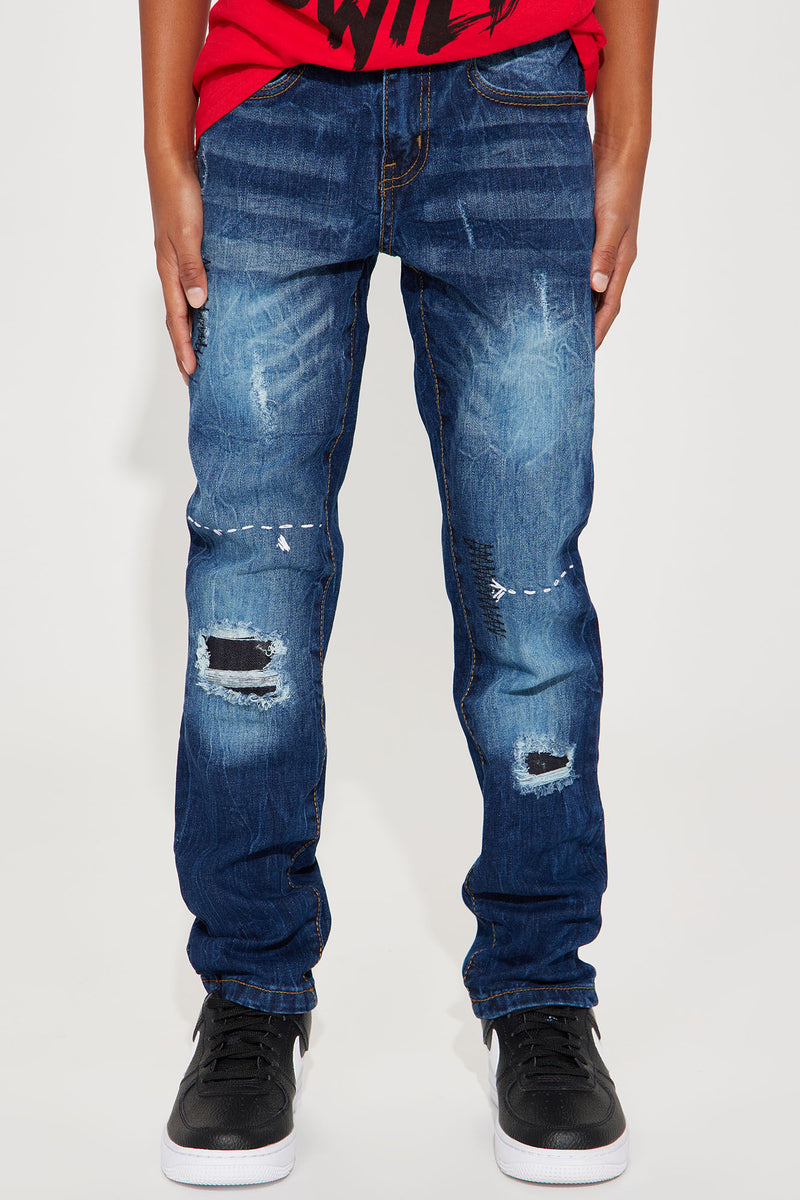 Mini Rizz King Distressed Moto Skinny Jeans - Indigo | Fashion Nova ...