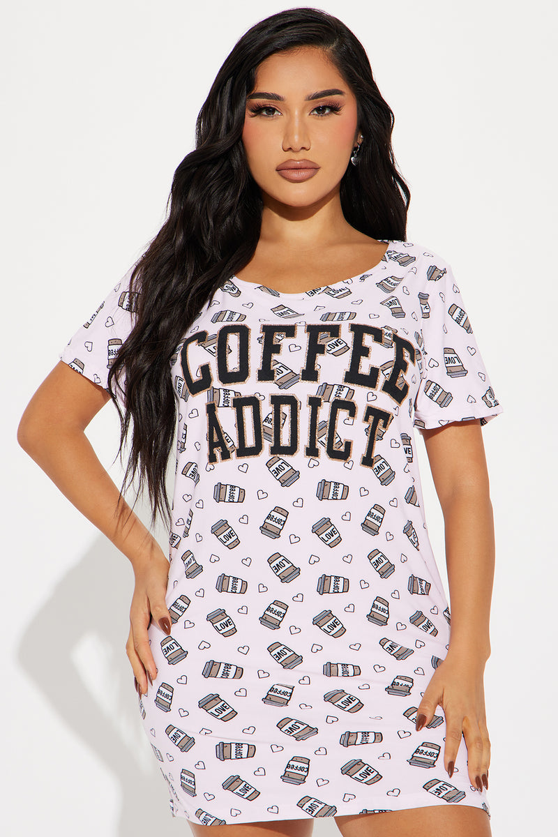 Coffee Addict PJ Sleep Shirt - Pink | Fashion Nova, Lingerie ...