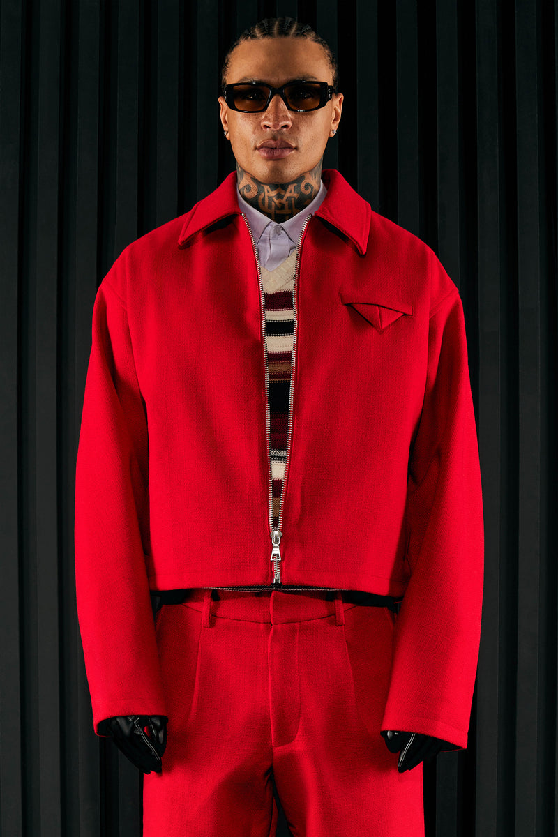 Wilder Textured Weave Cropped Jacket - Red | Fashion Nova, Mens Casual ...