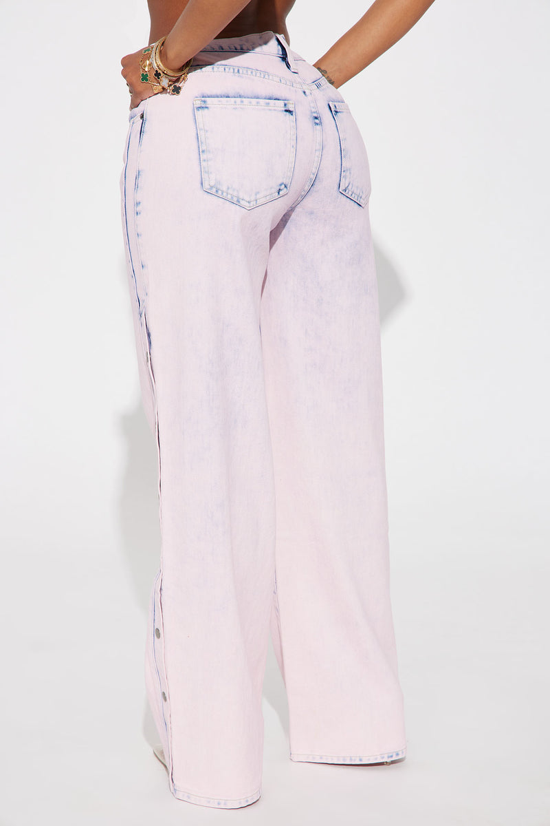 Tickled Pink Snap Jeans - Pink | Fashion Nova, Jeans | Fashion Nova