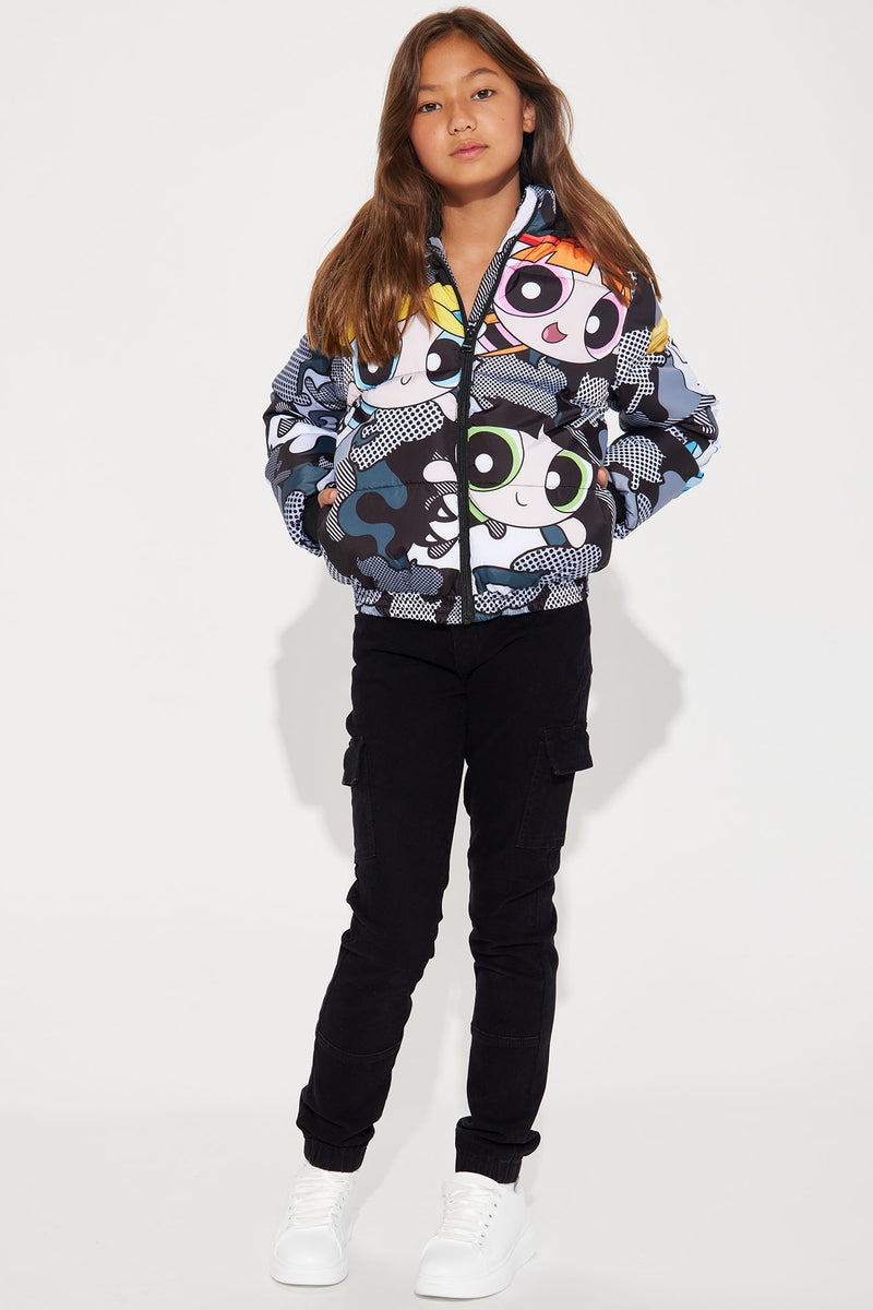 Mini Powerpuff Girls Camo Puffer Jacket - Black | Fashion Nova, Kids ...