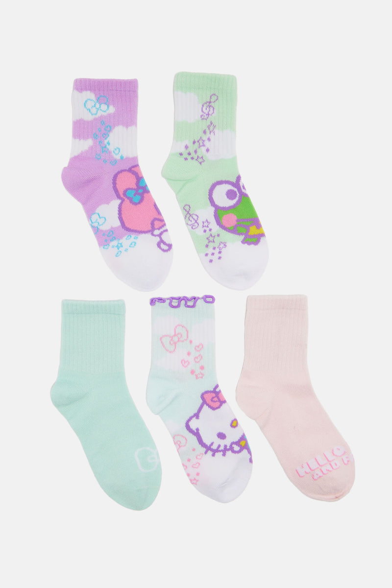 Mini Hello Kitty 5 Pack Ribbed Crew Socks - Multi Color | Fashion Nova ...