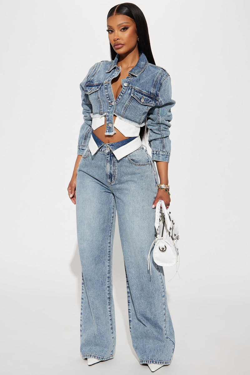 Nori Denim Washed Pant Set - Medium Wash | Fashion Nova, Matching Sets ...