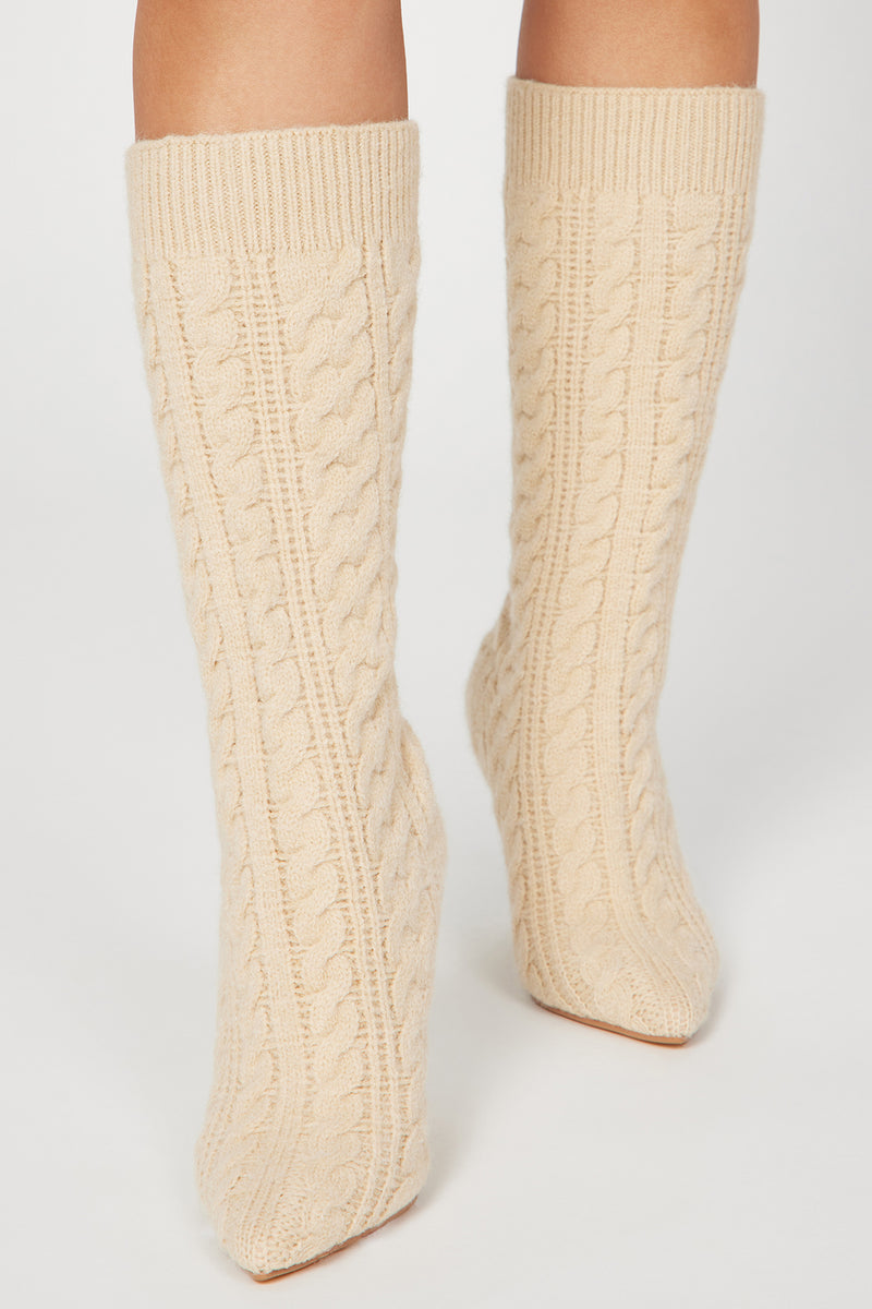 Elisa Cable Knit Bootie - Cream | Fashion Nova, Shoes | Fashion Nova