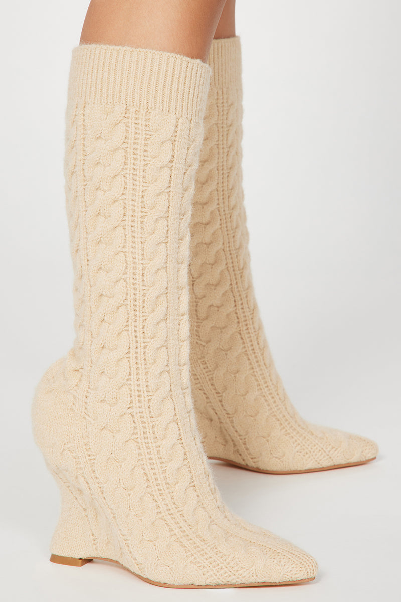 Elisa Cable Knit Bootie - Cream | Fashion Nova, Shoes | Fashion Nova
