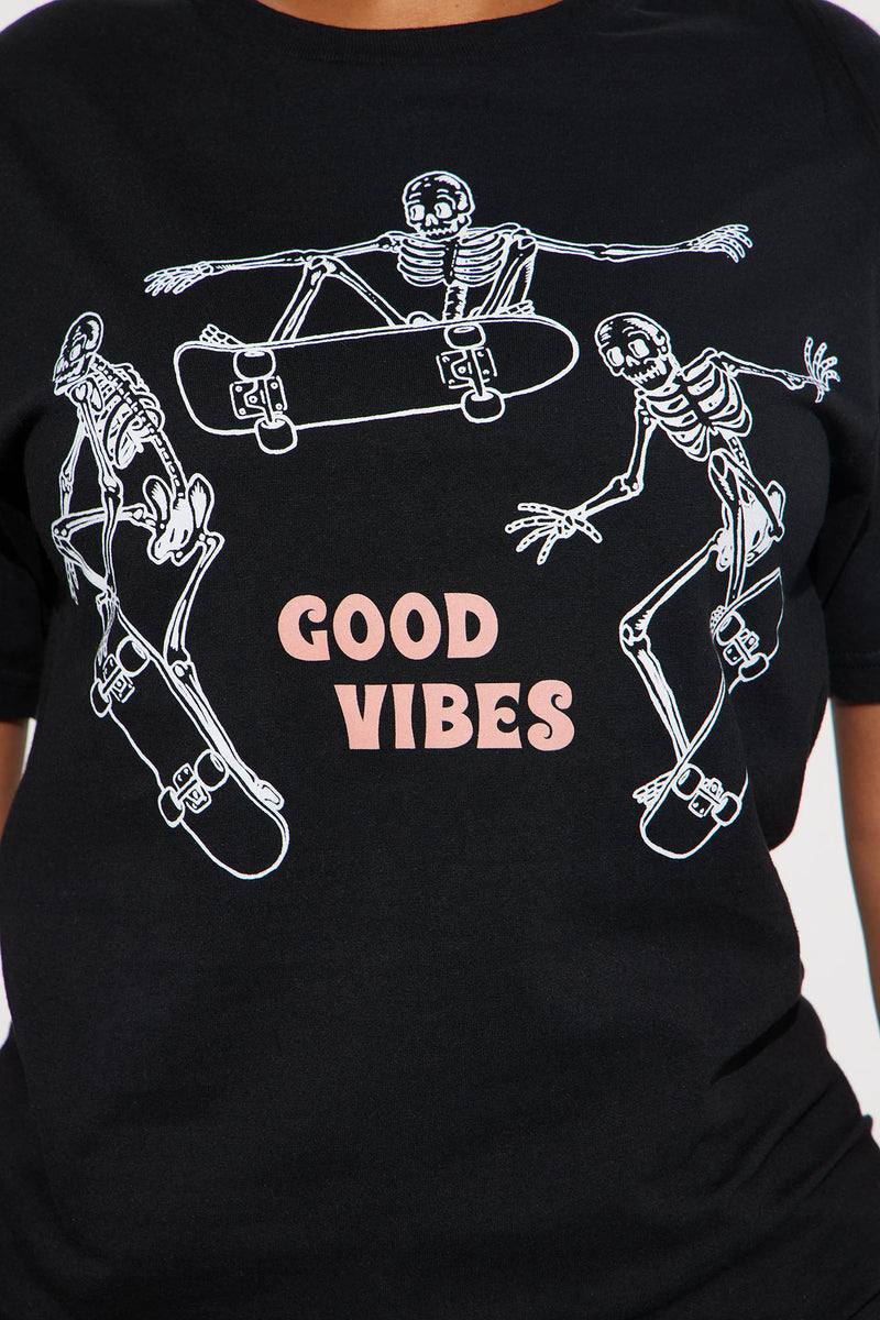 Good Vibes Skeleton Graphic Tee - Black | Fashion Nova, Screens Tops ...