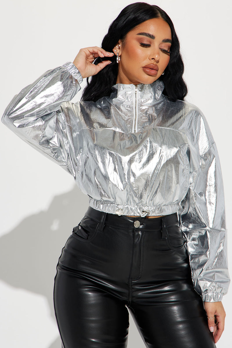 Stress Free Metallic Windbreaker - Silver | Fashion Nova, Jackets ...
