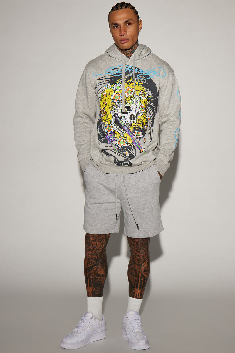 Ed Hardy Blonded Skull Hoodie - Heather Grey | Fashion Nova, Mens ...