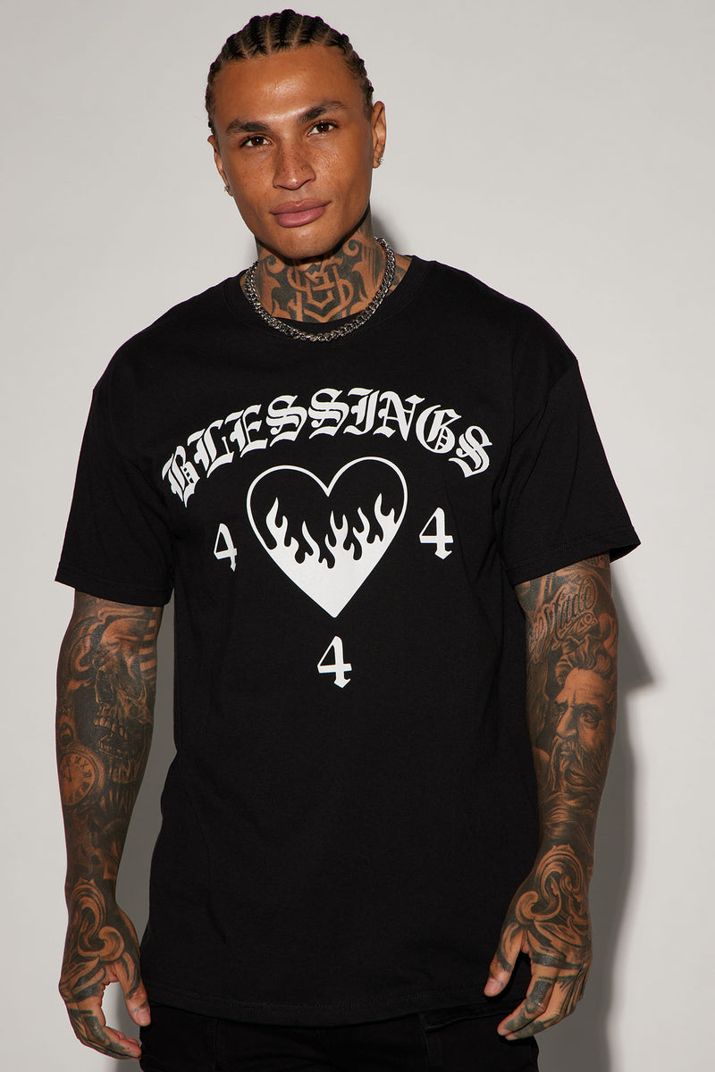 Blessed Love Short Sleeve Tee - Black | Fashion Nova, Mens Screen Tops | Fashion Nova