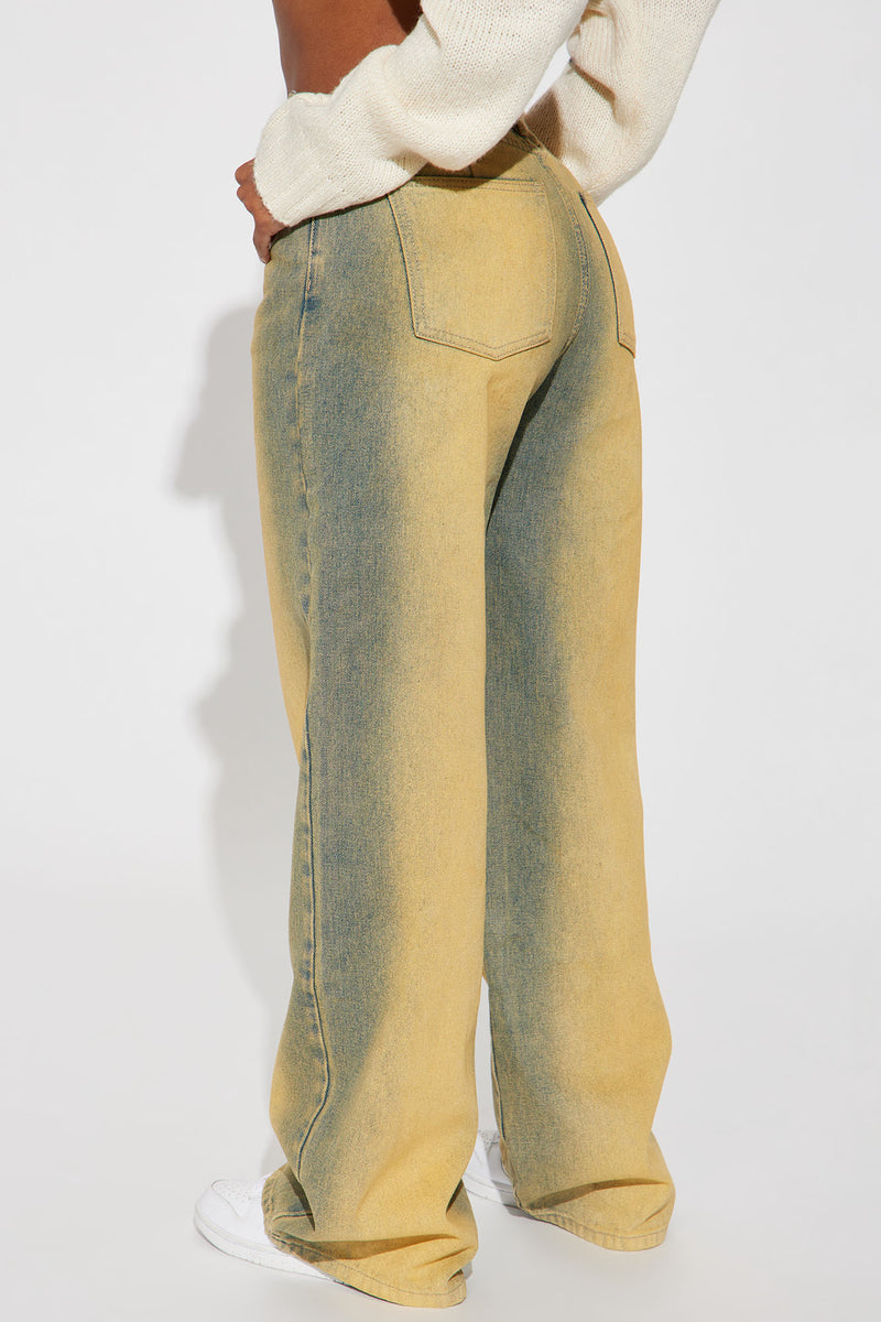 Morning Glow Tinted Baggy Jeans - Yellow | Fashion Nova, Jeans ...