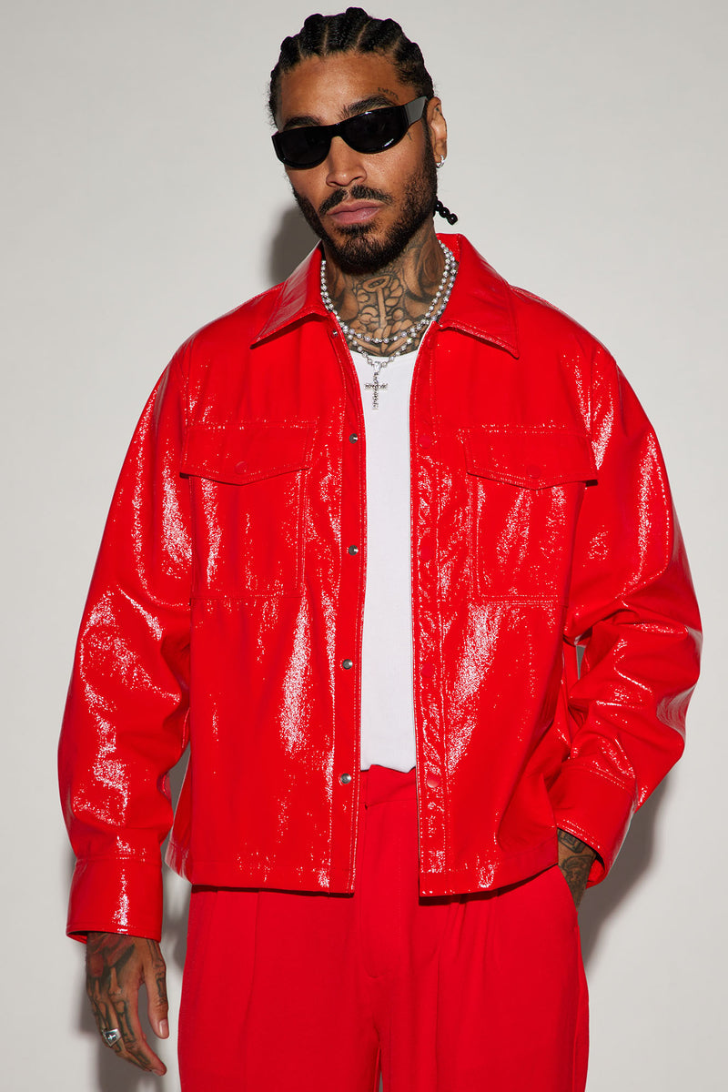 Da Baddie Faux Leather Shacket - Red | Fashion Nova, Mens Jackets ...