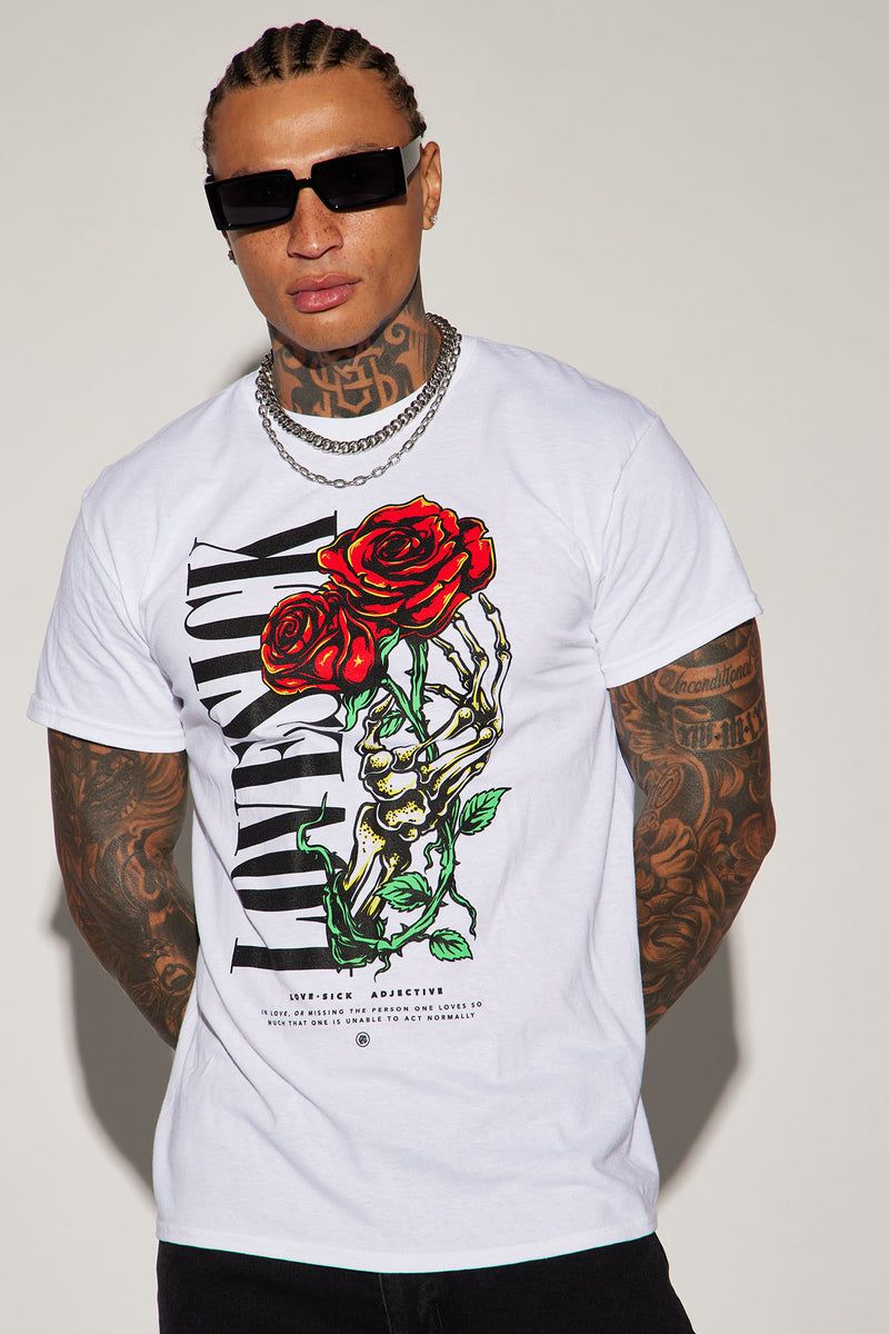 Lovesick Rose Short Sleeve Tee - White | Fashion Nova, Mens Graphic ...