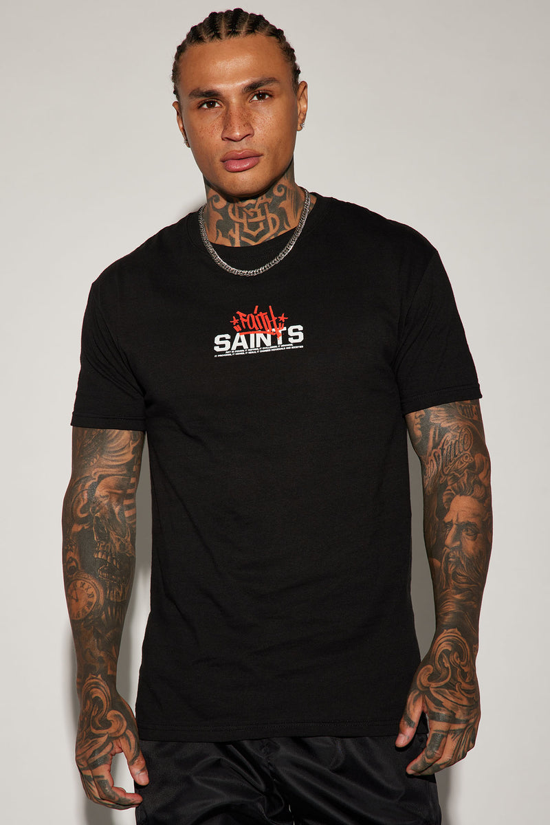 Faith Saints Short Sleeve Tee - Black | Fashion Nova, Mens Screen Tops ...