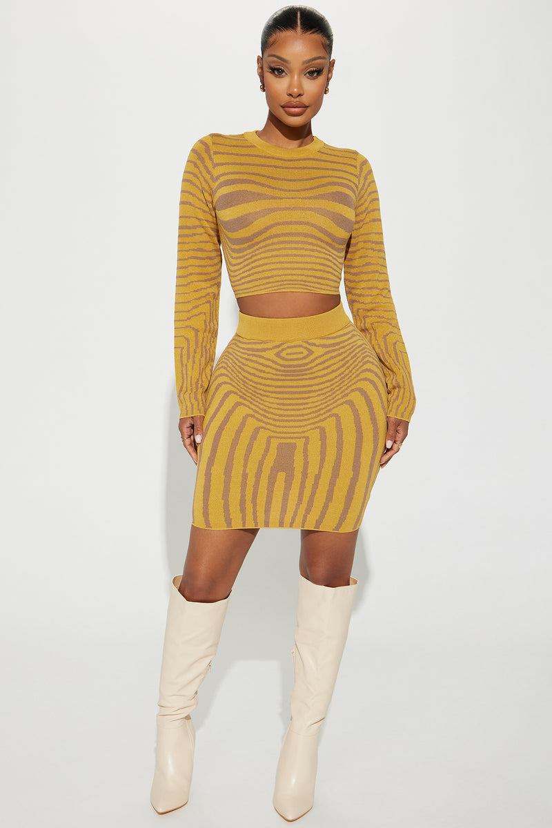 Pure Charm Sweater Skirt Set - Mustard | Fashion Nova, Matching Sets ...