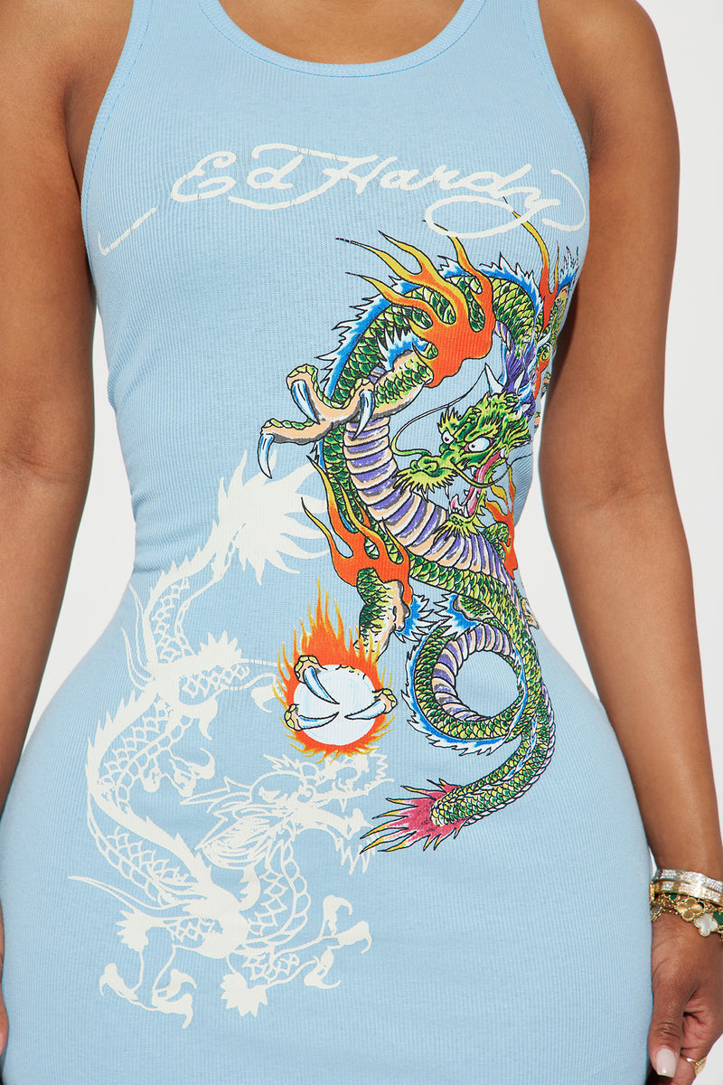 Ed Hardy Dragons Tank Dress - Blue | Fashion Nova, Dresses | Fashion Nova