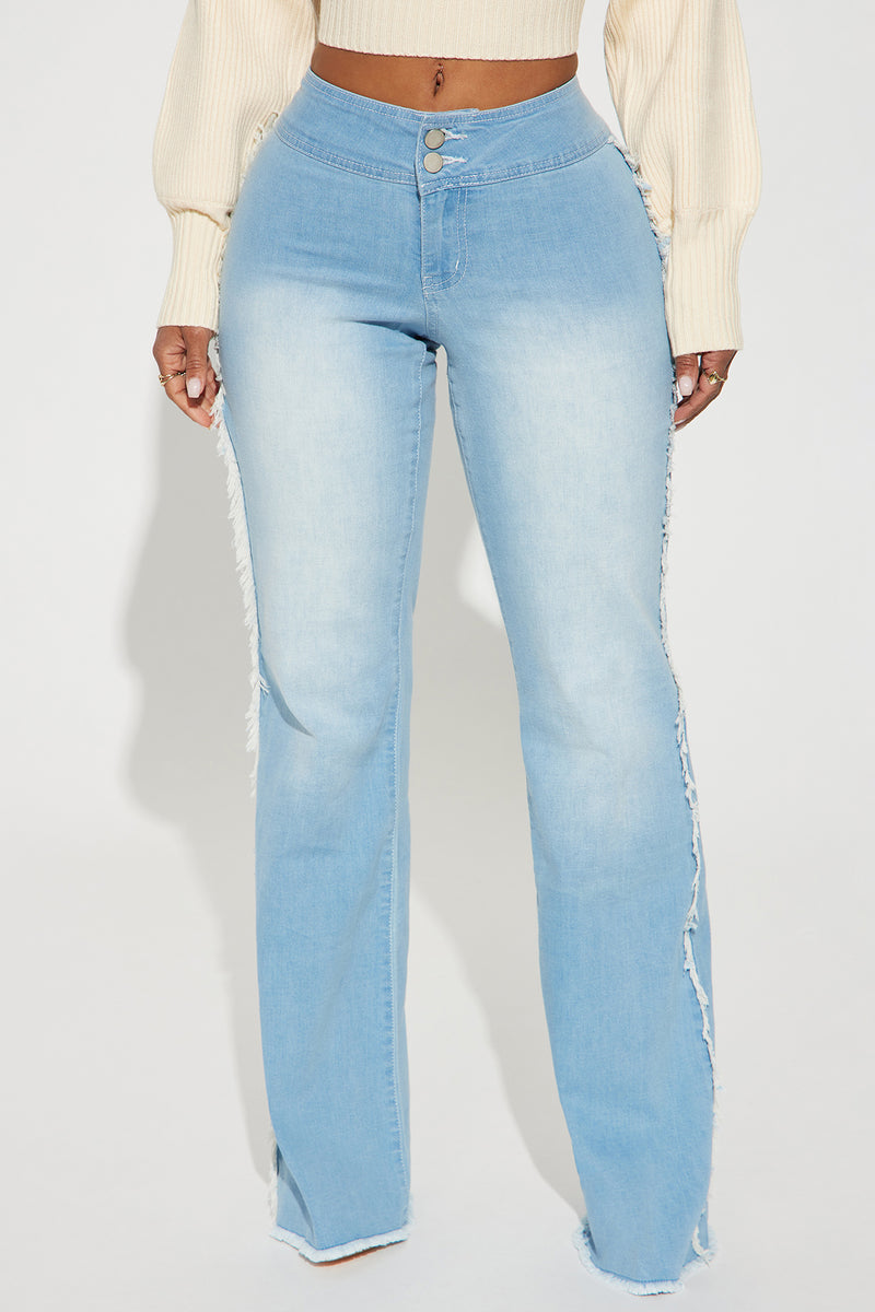 Missed Your Chance Stretch Flare Jeans - Light Wash | Fashion Nova ...