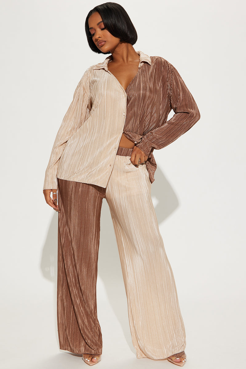 Chic Life Plisse Pant Set - Champagne | Fashion Nova, Matching Sets ...