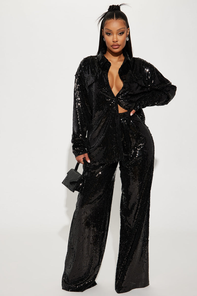 All In Sequin Pant Set - Black | Fashion Nova, Matching Sets | Fashion Nova