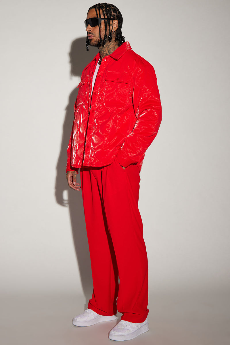 Aspen Quilted Gloss Nylon Shacket - Red | Fashion Nova, Mens Jackets ...